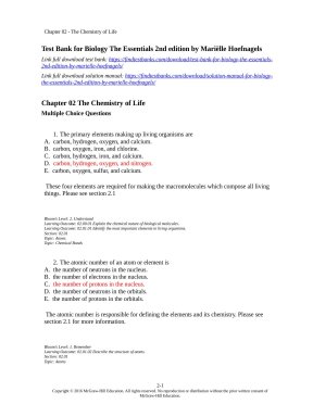 Test bank for biology the essentials 2nd edition by hoefnagels