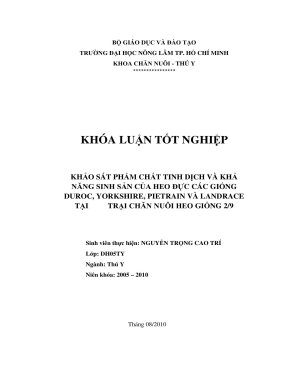 KHẢO SÁT PHẨM CHẤT TINH DỊCH VÀ KHẢ NĂNG SINH SẢN CỦA HEO ĐỰC CÁC GIỐNG ...