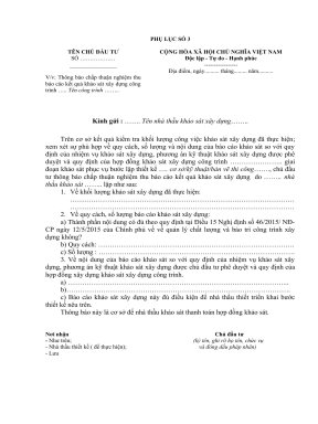 Thong bao chap thuan nghiem thu bao cao ket qua khao sat xay dung