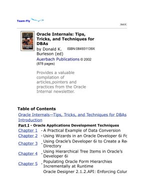 Auerbach oracle internals tips tricks and techniques for DBAs jul 2001 ISBN 084931139x