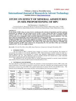 STUDY ON EFFECT OF MINERAL ADMIXTURES IN MIX PROPORTIONING OF HPC