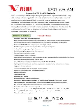 Catalogue cấu tạo chi tiết sử dụng ác quy EV27 90a AM 1