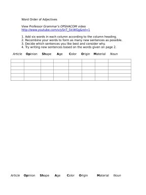 Word order of adjectives