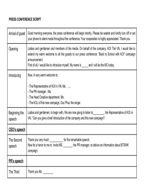PRESS CONFERENCE SCRIPT