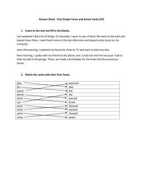 Answer sheet past simple tense and action verbs lesson plan (a2) free ...