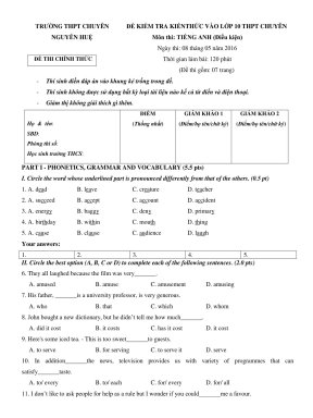 de thi vao lop 10 mon tieng anh dieu kien nam hoc 2016 2017 truong thpt chuyen nguyen hue ha noi ...