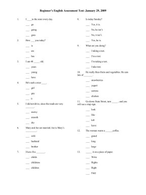 basic english assessment test