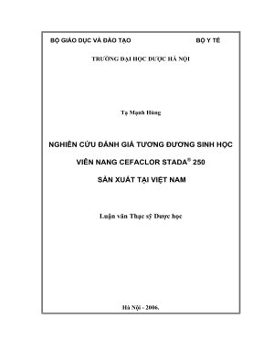 Nghiên cứu đánh giá tương đương sinh học viên nang cefaclor stada 250 ...