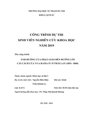 ẢNH HƯỞNG của PHẬT GIÁO đến ĐƯỜNG lối cải CÁCH của VUA RAMA IV ở THÁI ...