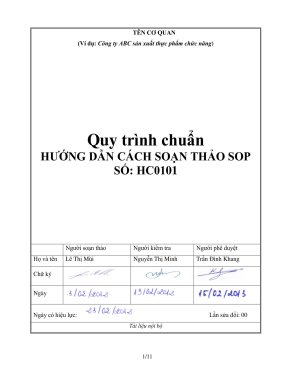 SOP Hướng dẫn cách soạn thảo Quy trình chuẩn SOP
