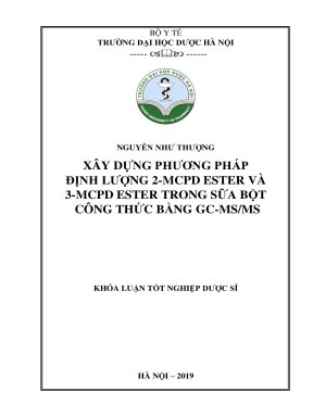 Xây dựng phương pháp định lượng 2MCPD ester và 3MCPD ester trong sữa ...