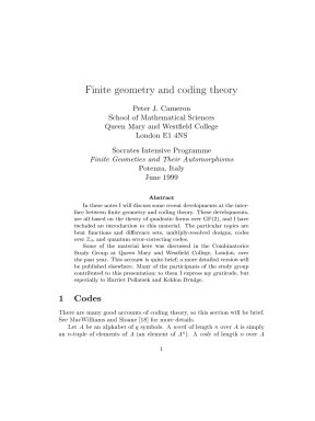 Finite geometry and coding theory peter cameron