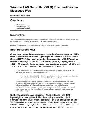 wlc error system faq