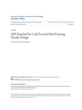 AISI Standard for Cold-Formed Steel Framing - Header Design