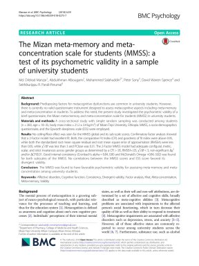 The Mizan meta-memory and metaconcentration scale for students (MMSS ...