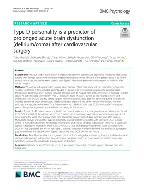 Type D personality is a predictor of prolonged acute brain dysfunction ...