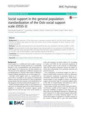 Social support in the general population: Standardization of the Oslo ...