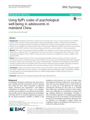 Using Ryff’s scales of psychological well-being in adolescents in ...