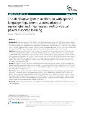 The declarative system in children with specific language impairment: A comparison of meaningful and