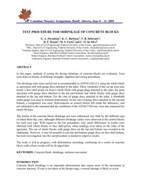 Test procedure for shrinkage of concrete blocks