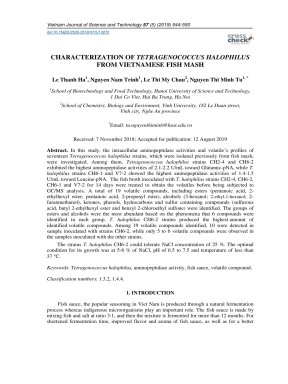 Characterization of Tetragenococcus halophilus from Vietnamese fish mash