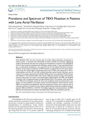 Revalence and spectrum of TBX5 mutation in patients with lone atrial ...