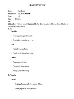 Lesson plan number 5