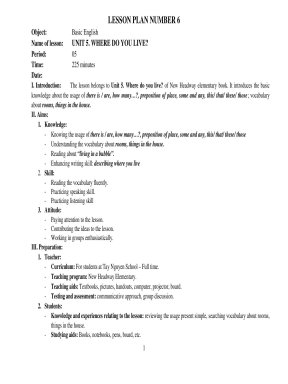 Lesson plan number 6