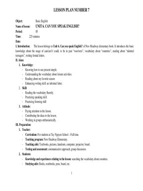 Lesson plan number 7