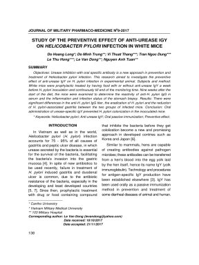 Study of the preventive effect of anti-urease IgY on helicobater pylori ...