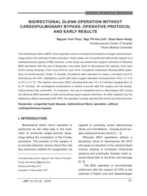 Bidirectional glenn operation without cardiopulmonary bypass: Operative ...