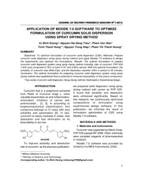 Application of modde 7.0 software to optimize formulation of curcumin ...