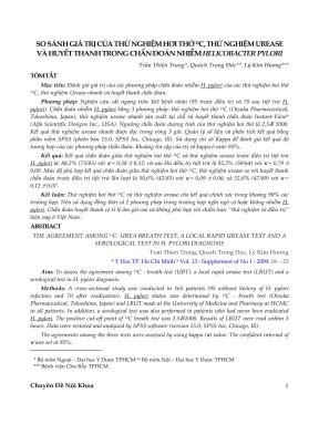 So sánh giá trị của thử nghiệm hơi thở 13C, thử nghiệm urease và huyết ...