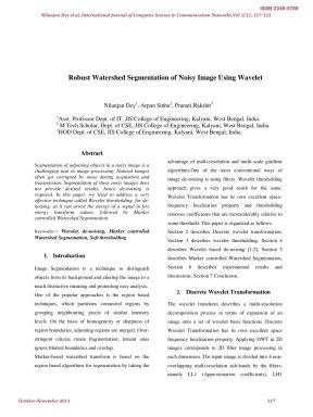 Robust watershed segmentation of noisy image using wavelet