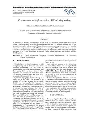 Cryptosystem an implementation of RSA using verilog