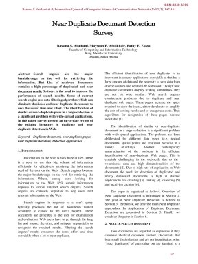 Near duplicate document detection survey