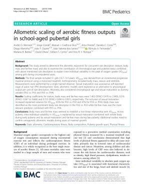 Allometric scaling of aerobic fitness outputs in school-aged pubertal girls