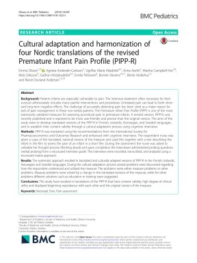 Cultural adaptation and harmonization of four Nordic translations of ...