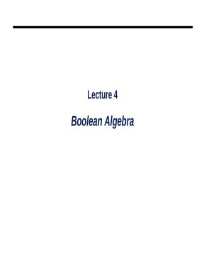 Lecture Digital logic design - Lecture 4: Boolean algebra