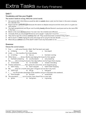 Closeup C2 extra tasks for early finishers