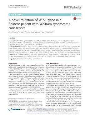 A novel mutation of WFS1 gene in a Chinese patient with Wolfram syndrome: A case report