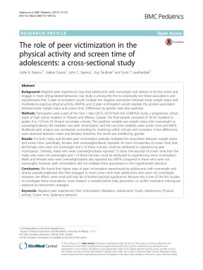 The role of peer victimization in the physical activity and screen time ...