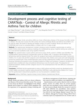 Development process and cognitive testing of CARATkids - Control of ...