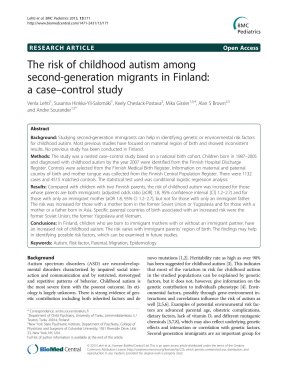The risk of childhood autism among second-generation migrants in ...