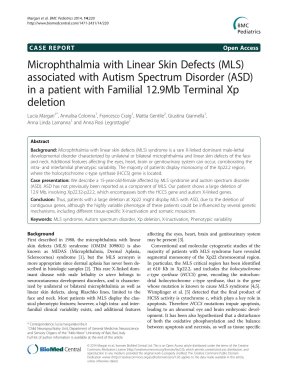 Microphthalmia with Linear Skin Defects (MLS) associated with Autism ...