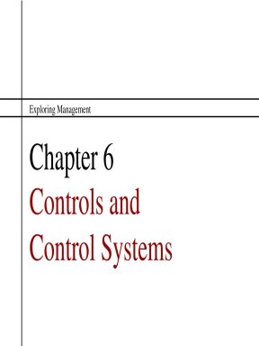 Lecture Exploring management - Chap 6: Controls and control systems