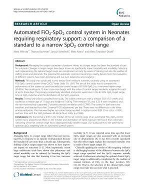Automated FiO2-SpO2 control system in Neonates requiring respiratory ...