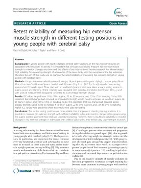 Retest reliability of measuring hip extensor muscle strength in ...
