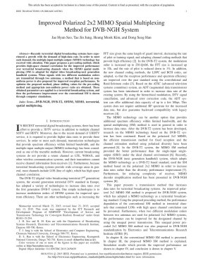 Improved polarized 2x2 MIMO spatial multiplexing method for DVB-NGH system