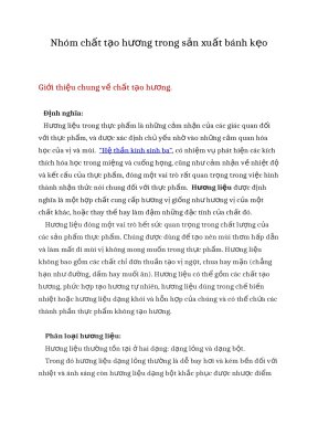 Nhóm chất tạo hương trong sản xuất bánh kẹo